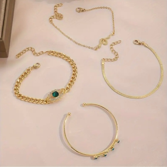 Aprilwell | Jewelry | 4pcs Snake Shape Chain Bracelet Set Inlaid Shiny ...